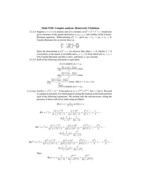 Complex Analysis Homework 2 Solutions