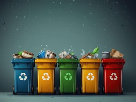 Premium Ai Image Waste Sorting Containers Recycle Bins In A Clean