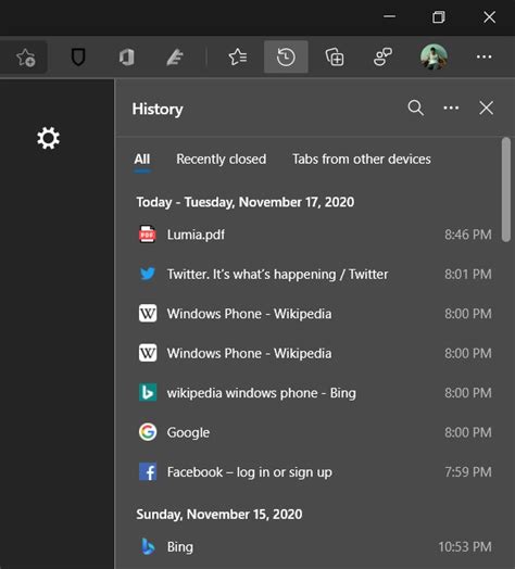 Nabídka Historie Microsoft Edge Je Nová Funkce Kterou V Chrome