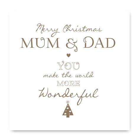 Merry Christmas Mum And Dad You Make The World More Wonderful Card