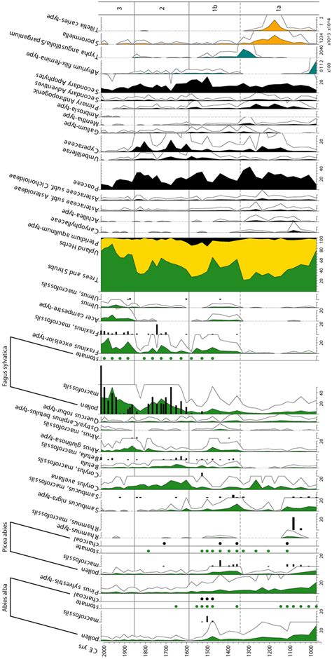 Pollen And Plant Macrofossil Diagram Selected Taxa From The Forest