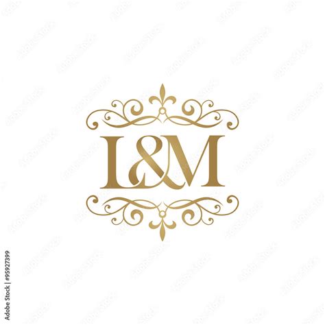 Landm Initial Logo Ornament Ampersand Monogram Golden Logo Stock Vector