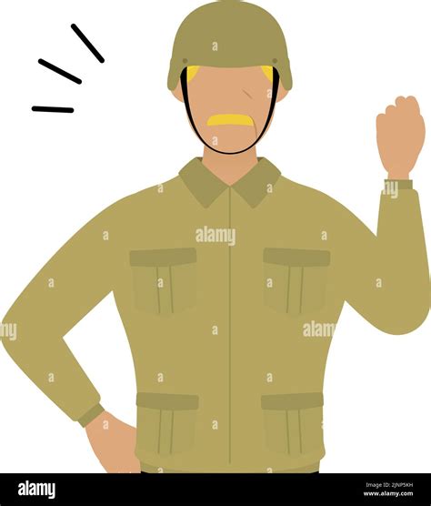 Senior Male Soldier Pose Cheerful Gutsy Pose Stock Vector Image
