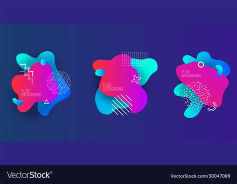 Set With Geometric Modern 3d Fluid Shapes Vector Image