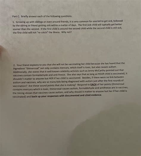 Solved Part C. Briefly answer each of the following | Chegg.com