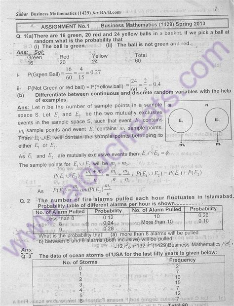 Business Mathematics Code 1429 Free Solved Assignments Of Aiou