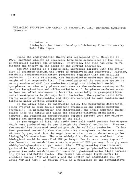 1986 Metabolic Evolution And Origin Of Eukaryotic Cell Membrane
