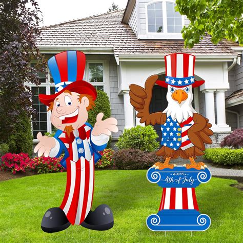 2 Pack Patriotic Yard Decorations Eagle July 4th Outdoor