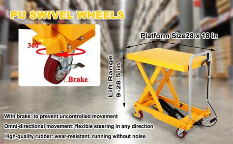 Migoda Hydraulic Lift Cart 9 To 285 Lifting Height 500lbs Capacity Lift Table