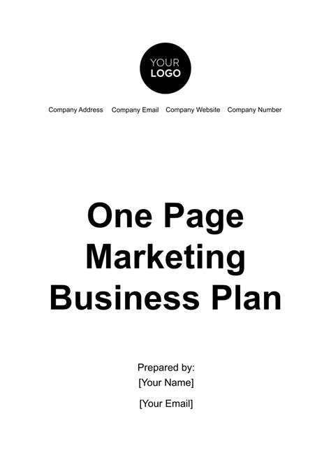Free One Page Marketing Business Plan Template To Edit Online