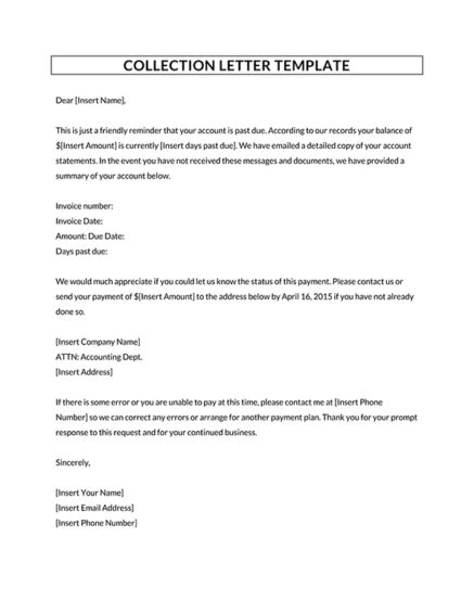 How To Word A Collection Letter 32 Examples