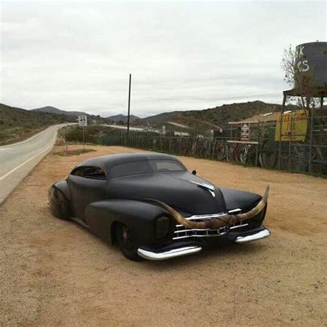 Vintage Car Parked On The Side Of The Road Custom Black Sedan
