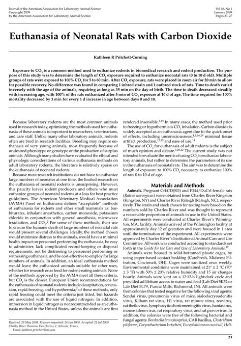 Pdf Euthanasia Of Neonatal Rats With Carbon Dioxide