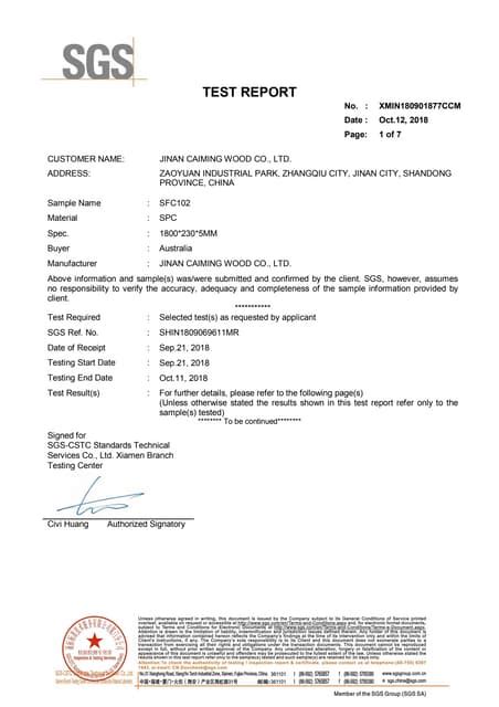 Spc Sgs Spc Test Report Pdf