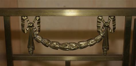Antique Victorian 1880 Solid Brass Bed Frame With Mother Of Pearl Style Panel For Sale At