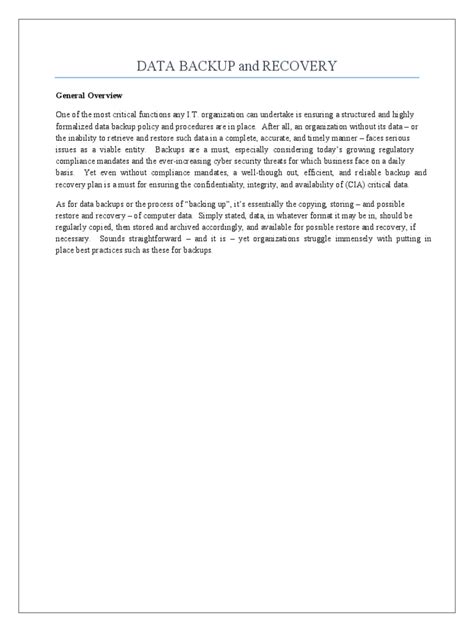 Data Backup And Recovery Policy 2 Free Templates In Pdf Word Excel