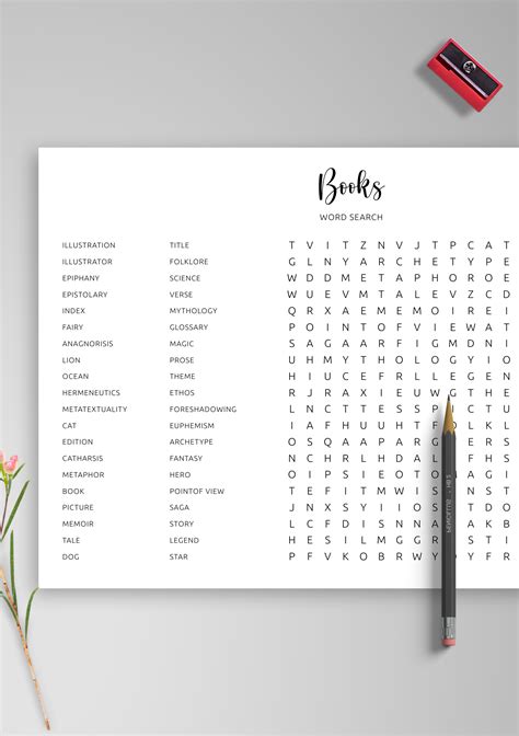 Download Printable Books Word Search Template Pdf