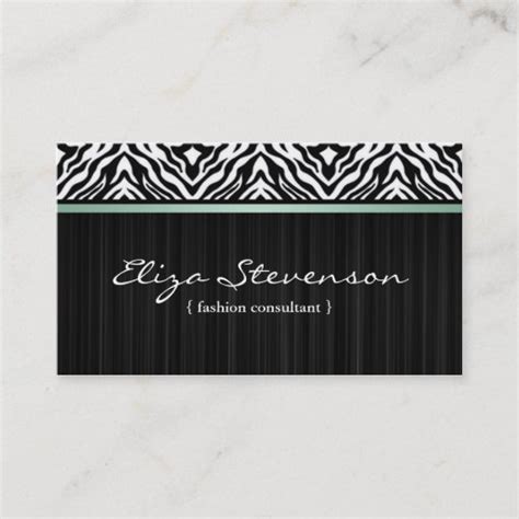 Mint Zebra Fashion Consultant Business Card
