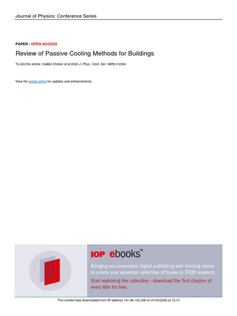 Review Of Passive Cooling Methods For Buildings Pdf Heat Transfer Solar Energy