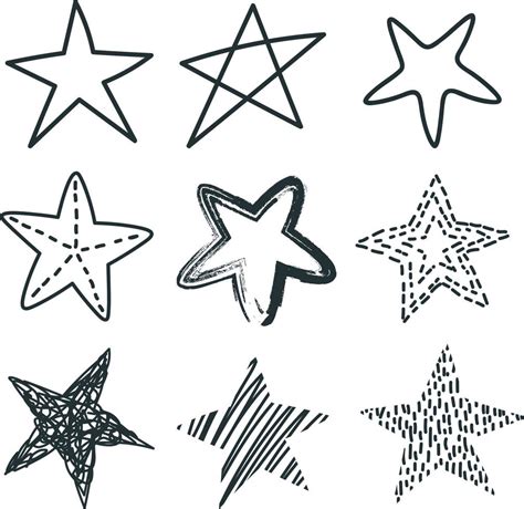 Set Of Various Hand Drawn Stars 5332942 Vector Art At Vecteezy