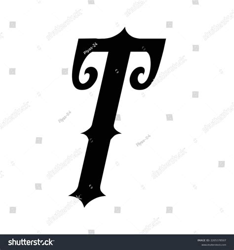 Old Fashioned Alphabet T Upper Black Stock Vector Royalty Free