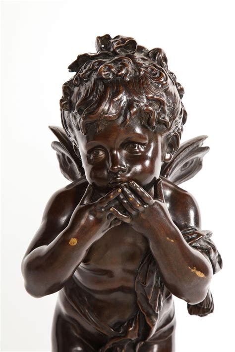 French Patinated Bronze Cherub Sculpture Signed By Auguste Moreau For