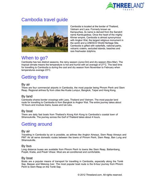 Cambodia Travel Guide Threeland Travel Doc