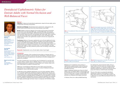 Pdf Dentofacial Cephalometric Values For Emirati Adults With Normal