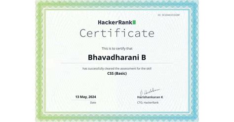 Completed Css Basic Assessment On Hackerrank Bhavadharani