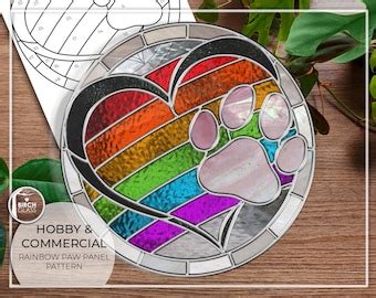 Rainbow Bridge Paw Print Stained Glass Pattern Etsy