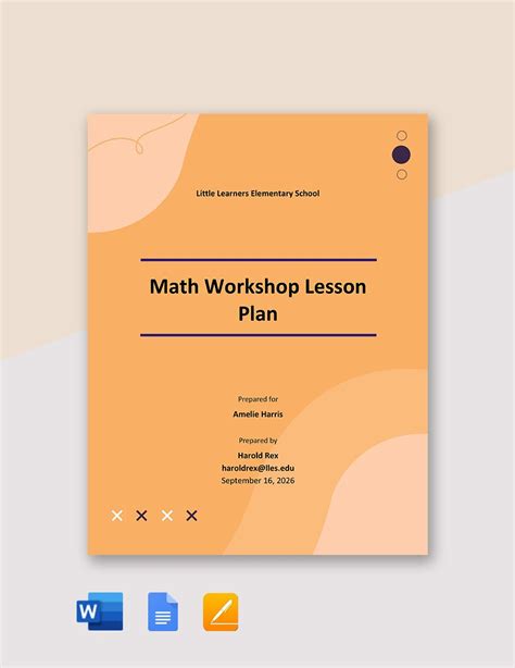 Math Lesson Plan Template Free Free Printables
