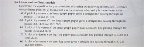 Solved 36 Linear And Nonlinear Models Determine The