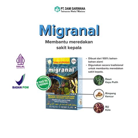Obat Herbal Migranal 100 Pil Meredakan Sakit Kepala Dami Sariwana