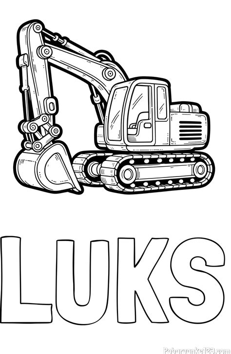 Pobarvanka Imena Luks In Pobarvanka Velikega Delovnega Stroja Bagra