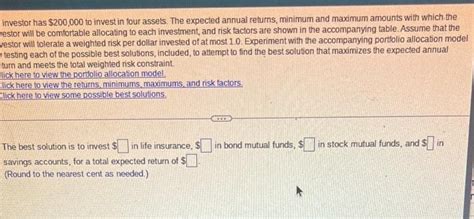 Solved Investor Has 200000 To Invest In Four Assets The