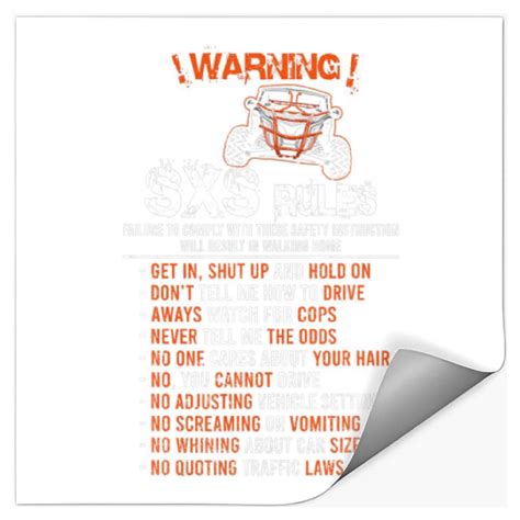 Sxs Utv Rules Passenger Instruction Off Road Journ Stickers Sold By Ian