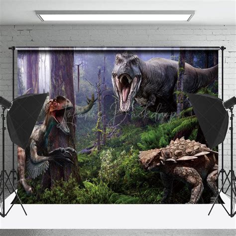 Nature Forest Jurassic Dinosaur Photography Backdrop Lofaris