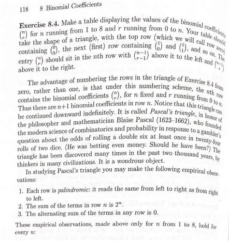 Solved 8 Binomial Coefficients 118 Exercise 84 Make A