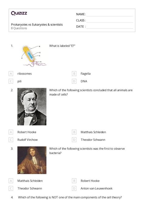 50 Prokaryotes And Eukaryotes Worksheets For 10th Class On Quizizz Free And Printable