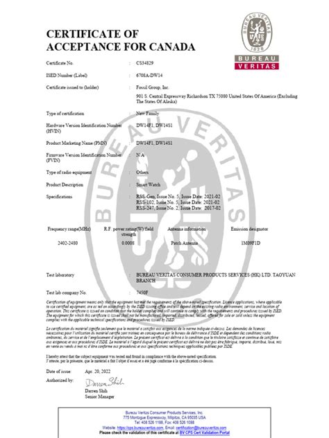 Ised Certification Letter Cs34829 Pdf Electronics Wireless