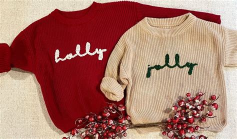 Christmas Holly Jolly Hand Embroidered Oversized Sweater Etsy