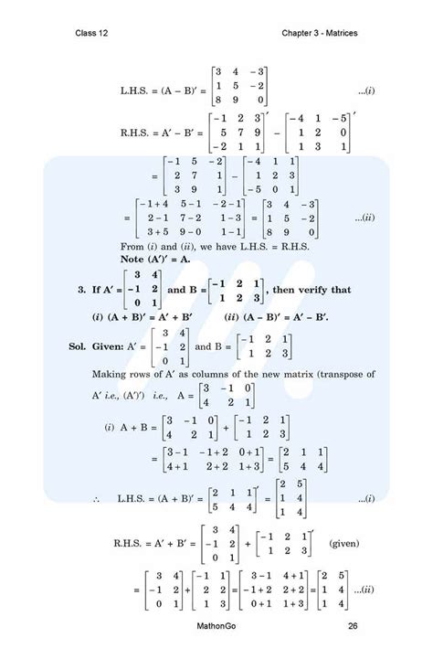 Ncert Solutions For Class 12 Maths Chapter 3 Matrices Mathongo