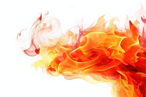 Fuego Abrasador Sobre Un Fondo Blanco Foto Premium