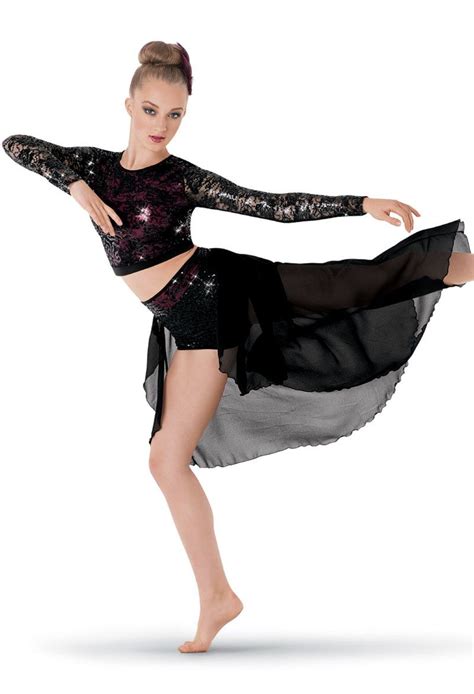 2 Piece Long Sleeve Sequin Costume Dance Outfits Modern Dance