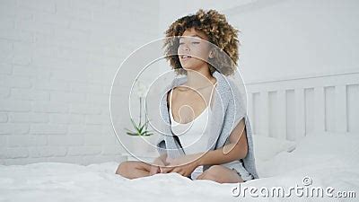 Charming Model Posing On Bed Stock Video Video Of Gentle Relaxed