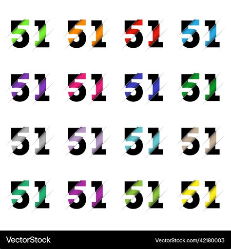 Paper Cut Number Fifty One 51 Realistic 3d Multi Vector Image