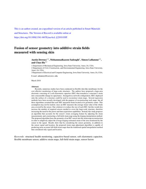 Pdf Fusion Of Sensor Geometry Into Additive Strain Fields Measured