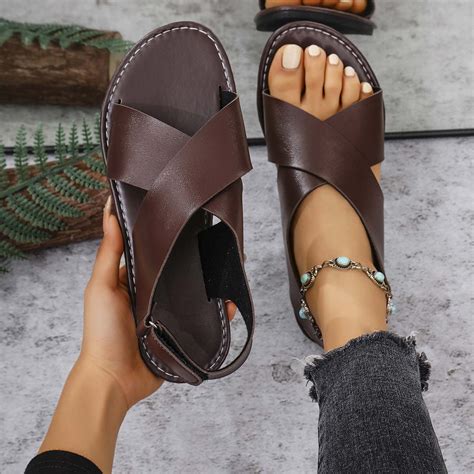 Flat Sandals For Women Boho Leather Sandals Clearance Wide Width Slip