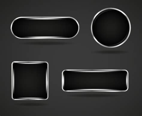 Premium Vector Black Silver Frame Website Button Set Circle Square