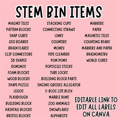 Stem Bin Labels Morning Tub Labels Soft Start Labels Morning Bin